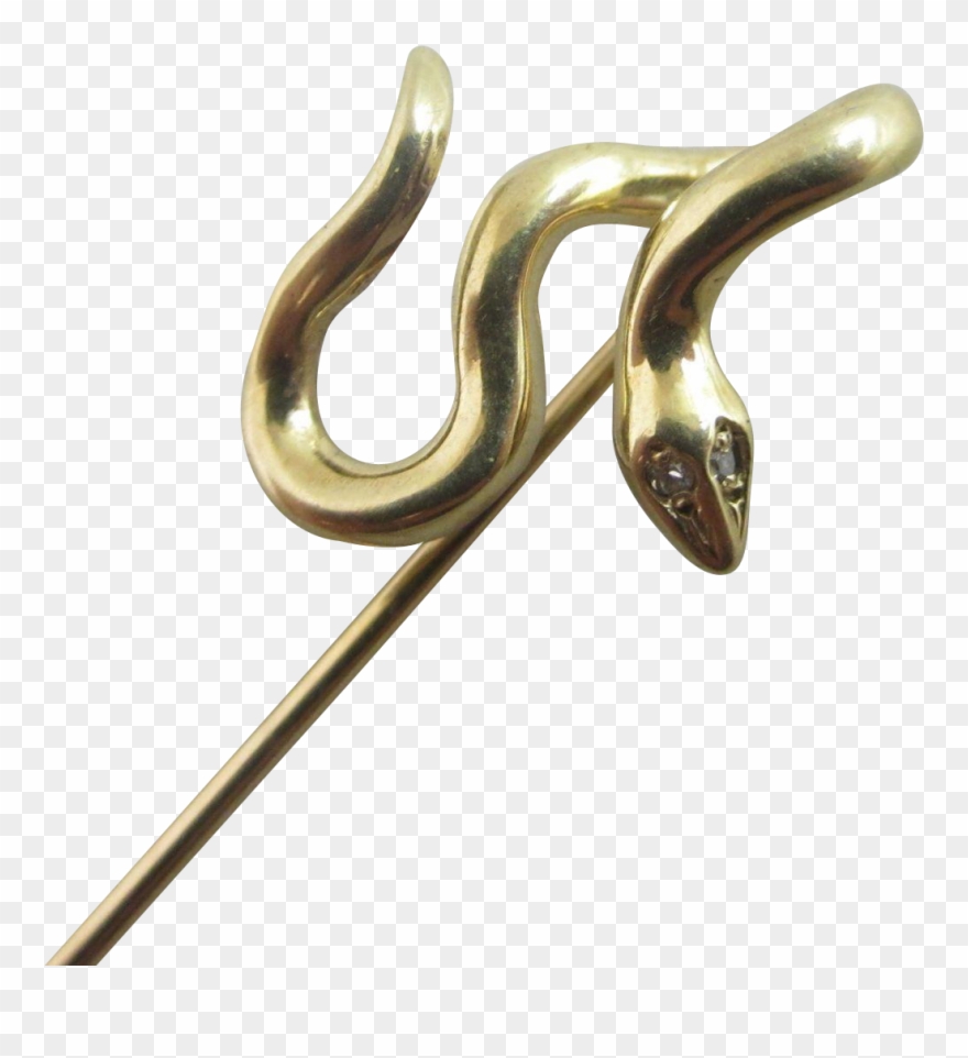 18k Gold Rose Cut Diamond Snake Stick Pin Brooch Vintage - Plywood ...