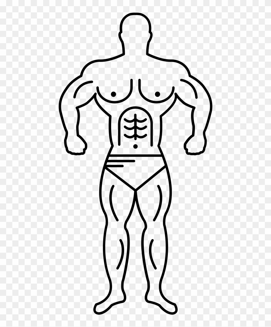 Download Muscle Man Line Art Vector Png - Muscle Guy Drawing Easy ...