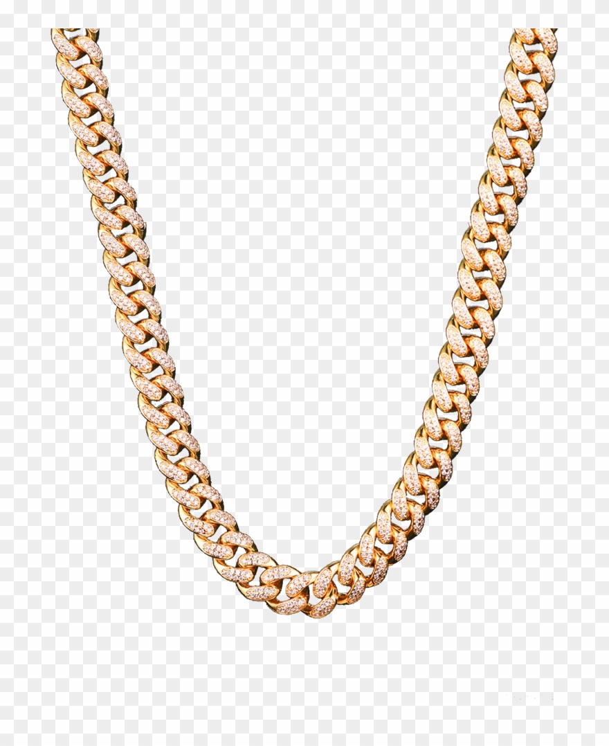Download Iced Out Chain Png - Gold Cuban Chain Transparent Clipart ...