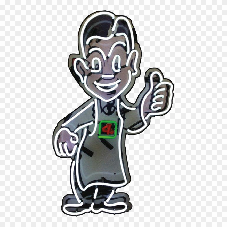 Download Four Square Man Neon Sign - Cartoon Clipart (#4581265 ...