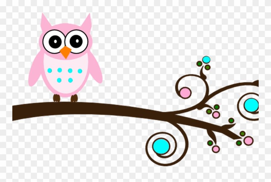 Pink And Aqua Owl On Branch Clip Art At Clkercom Vector - Png Download ...