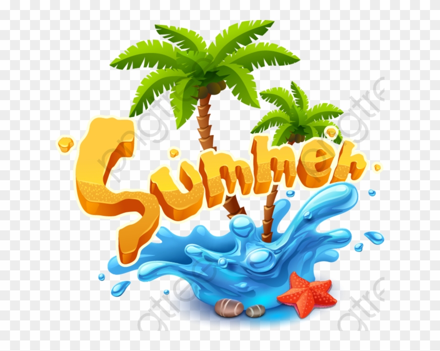 Coconut Tree Clipart Summer - Summer Splash Clip Art - Png Download ...