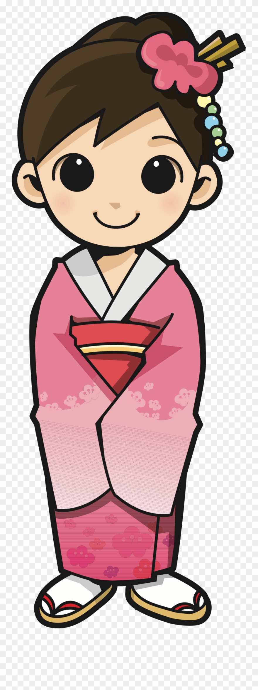 Big Image - Girl In Kimono Cartoon Png Clipart (#513315) - PinClipart