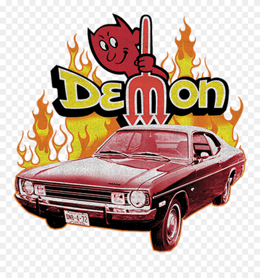 T-shirt Dodge Demon W/flames - Old Dodge Demon Logo Clipart (#5199235 ...