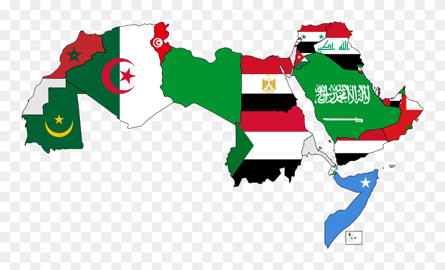 Download 800px-a Map Of The Arab World With Flags - Middle East And ...