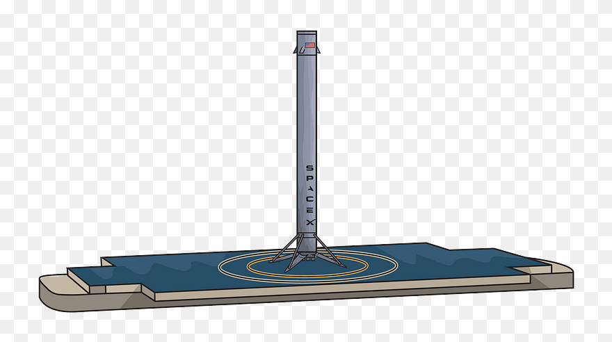 Falcon 9 Rocket On Ocean Landing Platform Clipart - Machine - Png ...