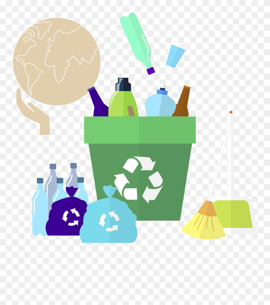 Transparent Open Trash Can Clipart - Cartoon Image Of Plastic Waste ...