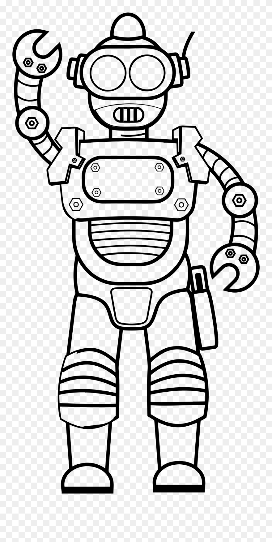 Robots Line Art Clip Art , Png Download - Robot Line Drawing ...