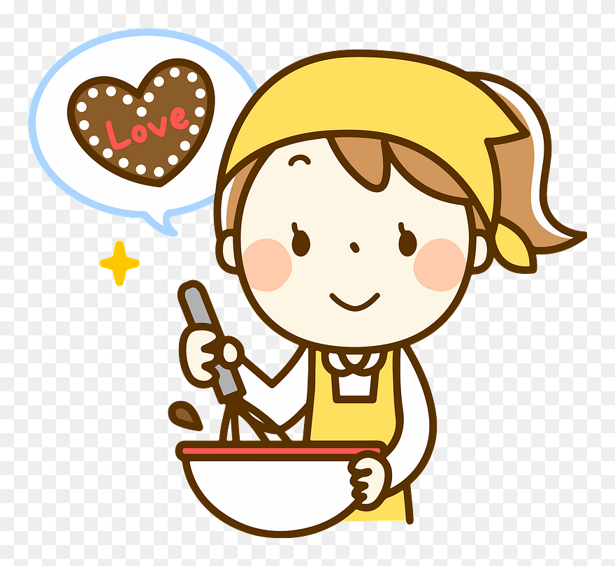 Download Valentine"s Day Cooking Girl Clipart - Cartoon Washing The ...