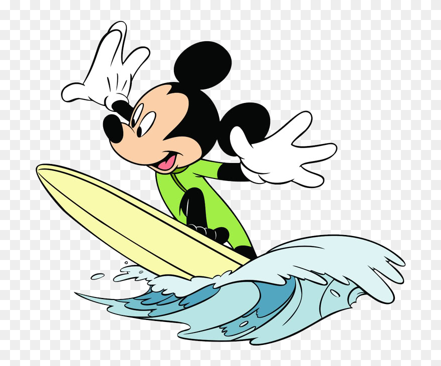Mouse Sports Surf - Mickey Mouse Surfing Clipart (#5241388) - PinClipart