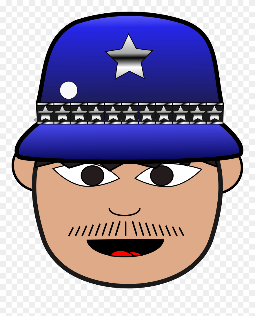 Cop Hat Police Light Blue Svg Clip Arts - Police Face Clip Art - Png ...