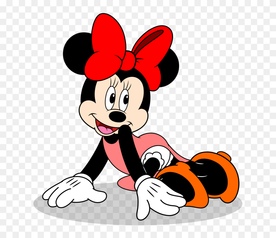 Download Beautiful Minnie In Her Pink Skirt With Orange Bow - Clipart ...