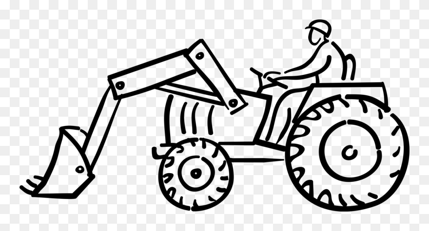 Loader Tractor Front Forklift Drawing End Clipart Coloring Clip Wheel ...