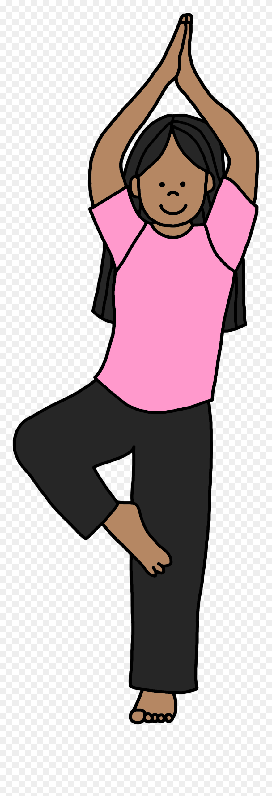 Child In Tree Pose - Balance On One Foot Clipart - Png Download ...