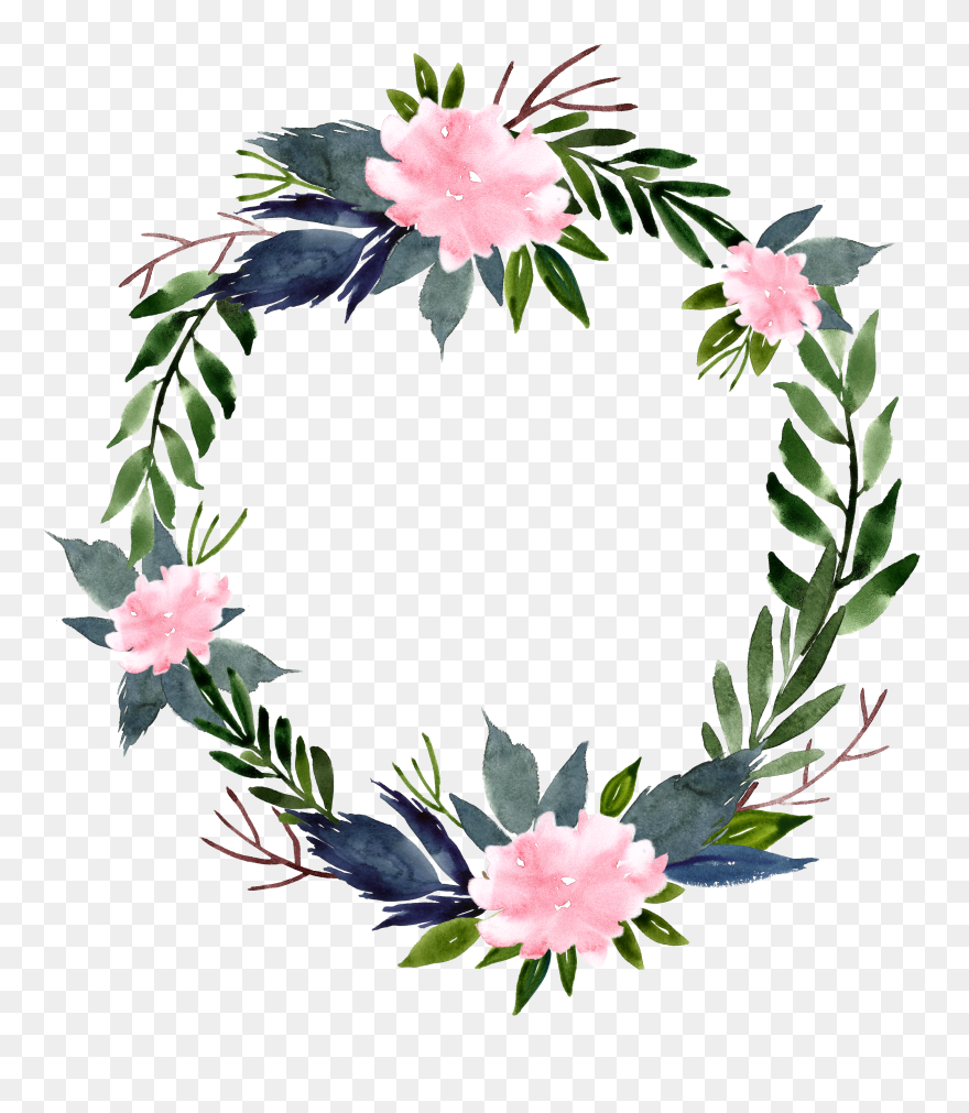 Flower Wreath Clip Art - Floral Border Round Png Transparent Png ...