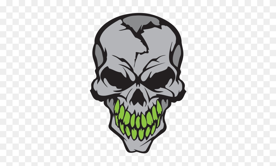 Gray Skull With Green Teeth - Skull Decal Clipart (#5327958) - PinClipart