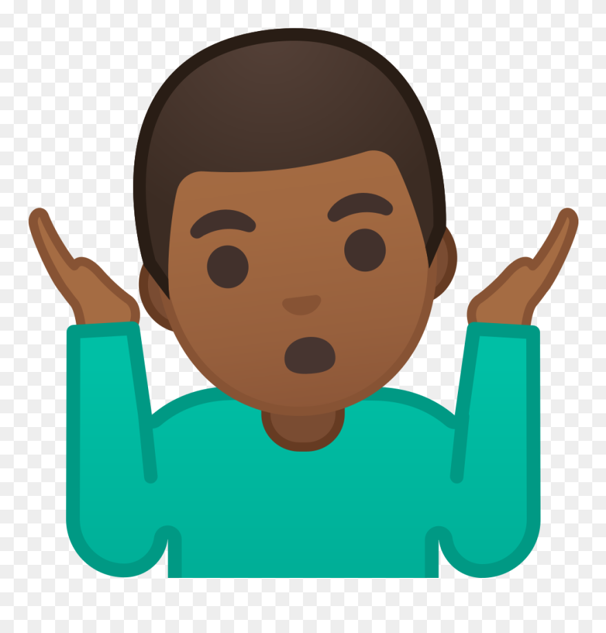 Man Shrugging Emoji Medium Dark Skin Tone - Black Shrugs Emoji Clipart ...