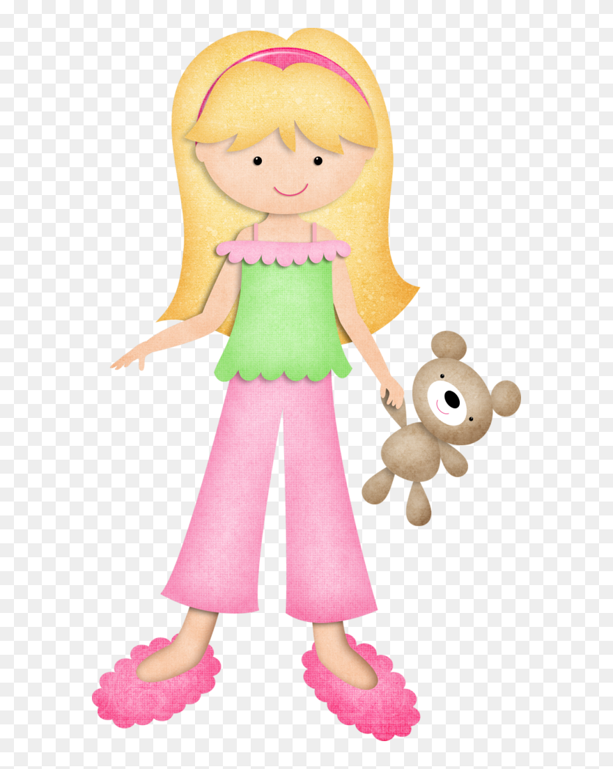 Sleepover Clipart Girly - Girl In Pajamas Clip Art - Png Download ...