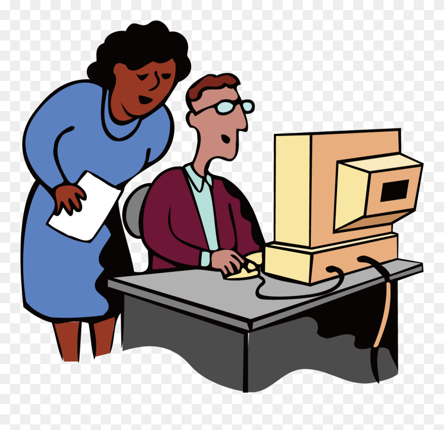 Computer Download Clip Art - Computer Man On Working Clipart - Png ...