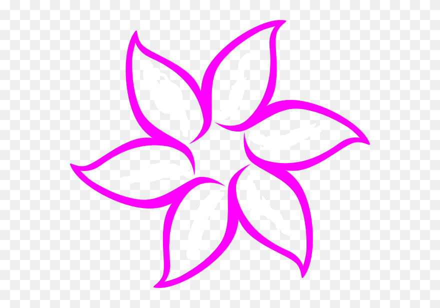 Pink Flower Outline Clip Art At Clker - Black Flower Outline - Png ...