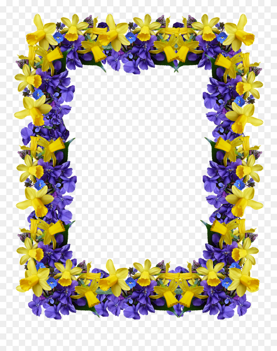 Frame Spring Flowers Free Photo - Frame Border Design Yellow And Blue ...