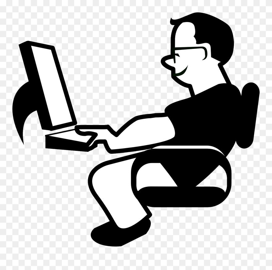 Man Using Computer Svg Clip Arts - Man At Computer Clipart - Png ...