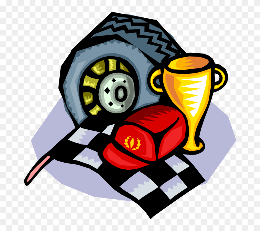 Vector Illustration Of Auto Racing With Checkered Or - Auto Racing Clip ...