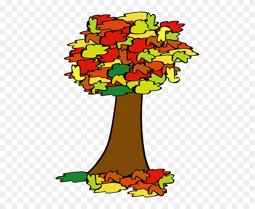 Fall, Tree, Coloured, Acorn, Cartoon, Trees, Plant - Animated Fall Clip ...