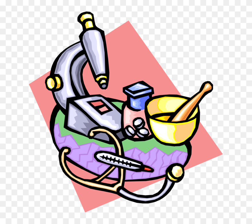 Vector Illustration Of Medical Research Microscope, - Clip Art - Png ...