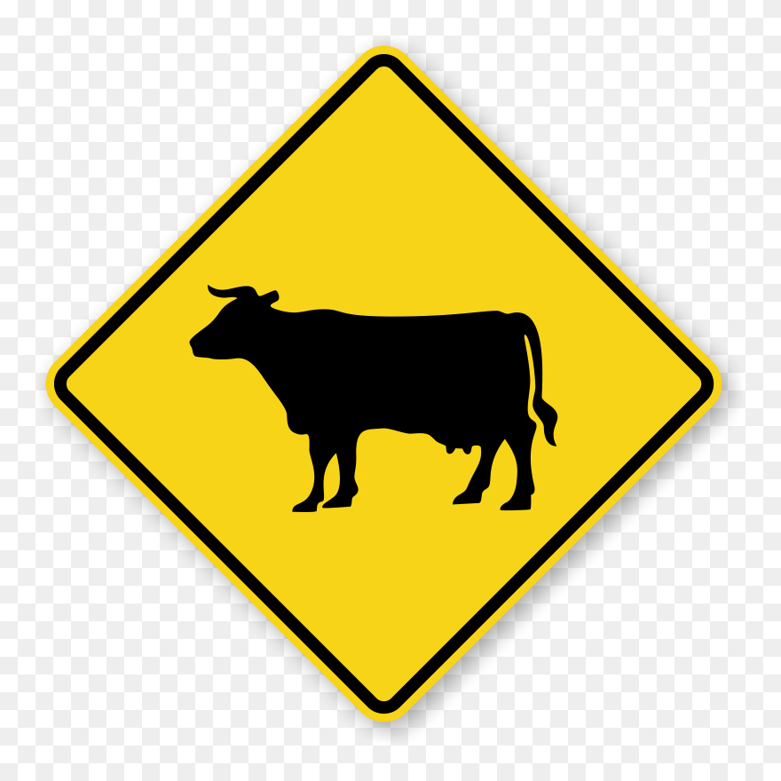Download Cattle Pedestrian Crossing Warning Sign Traffic Sign - Cow ...