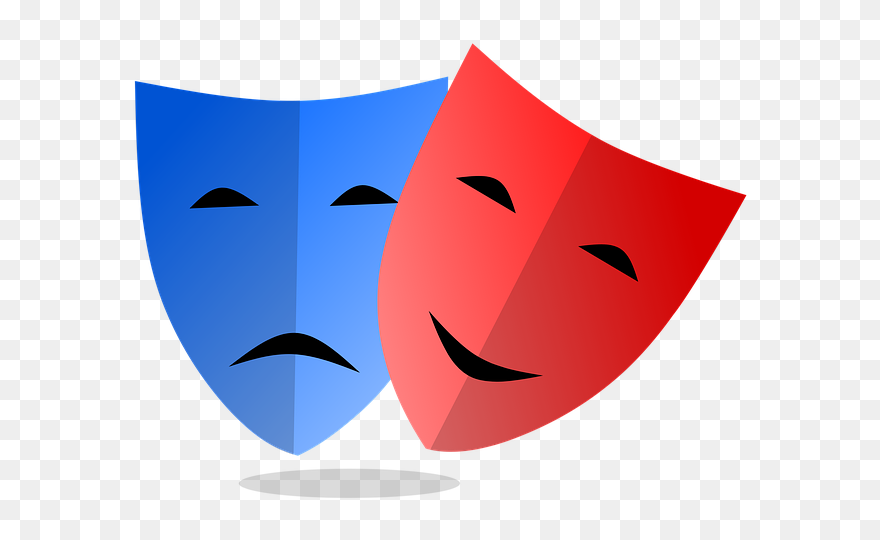 Red And Blue Comedy And Tragedy Masks Clipart (#5783965) - PinClipart