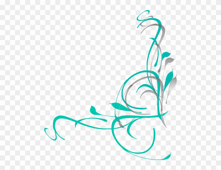 Download Turquoise Border Cliparts - Elegant Swirl Line Art - Png ...