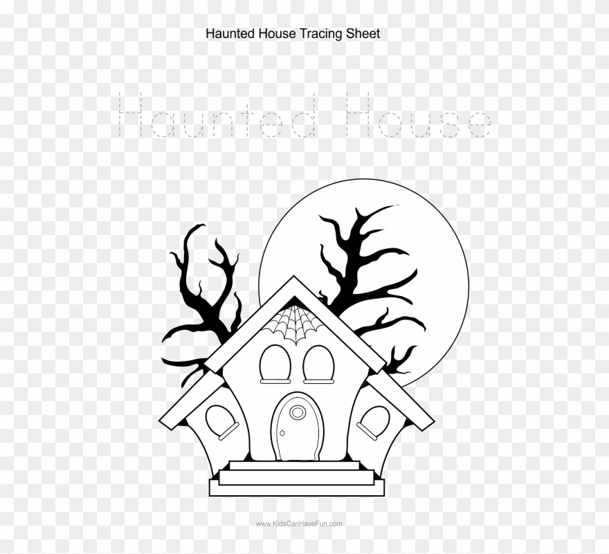 Haunted House Tracing Page - Maison Hantée Halloween Dessins Clipart ...