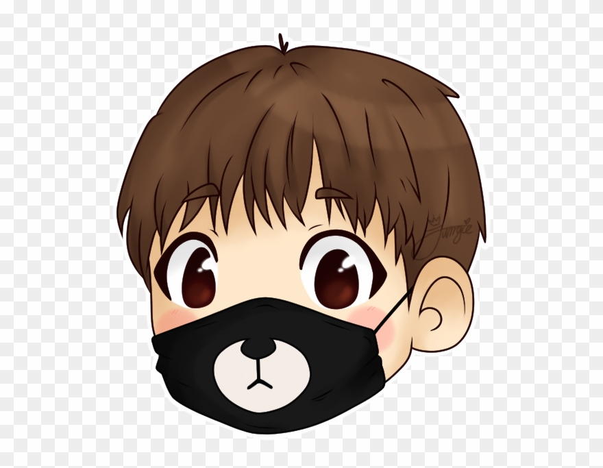 Transparent Masks Bear Graphic Black And White Download - Bts V Chibi ...