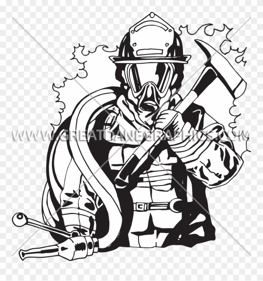 Download Png Transparent Library Firefighter Black And White - Fire ...