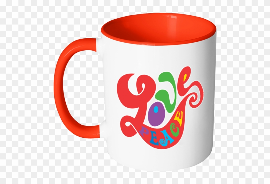 Download Retro Love And Peace Design Color Accent Coffee Mug - 3drose ...