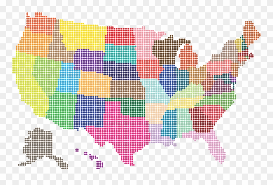Free Clipart Of A Colorful American Map - Most Popular Color By State ...