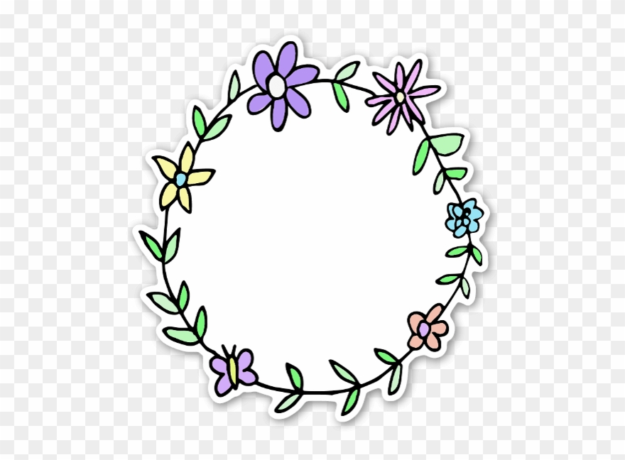 A Lovely Circle Of Flowers To Add In Your Text For - Flower Sticker ...